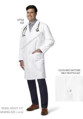 423 Fashion Seal Men's Sanforized Cotton Twill Knee Length Lab Coat - 3 ...